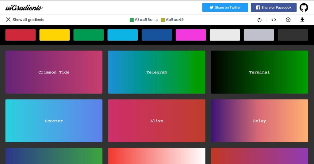 uiGradients - Beautiful colored gradients - @mwender